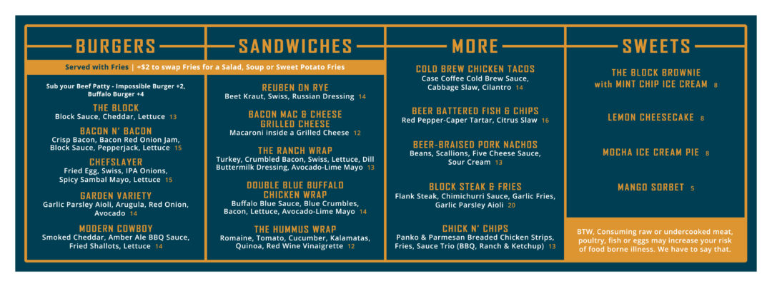 MENU | Common Block Brewing Company