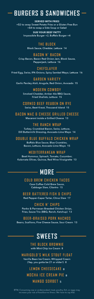 MENU | Common Block Brewing Company