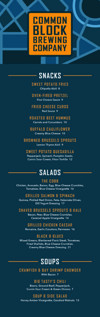 MENU | Common Block Brewing Company