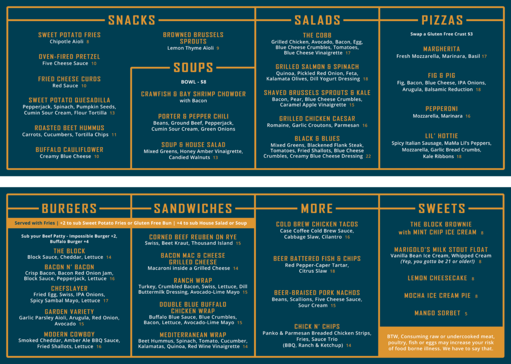 MENU | Common Block Brewing Company